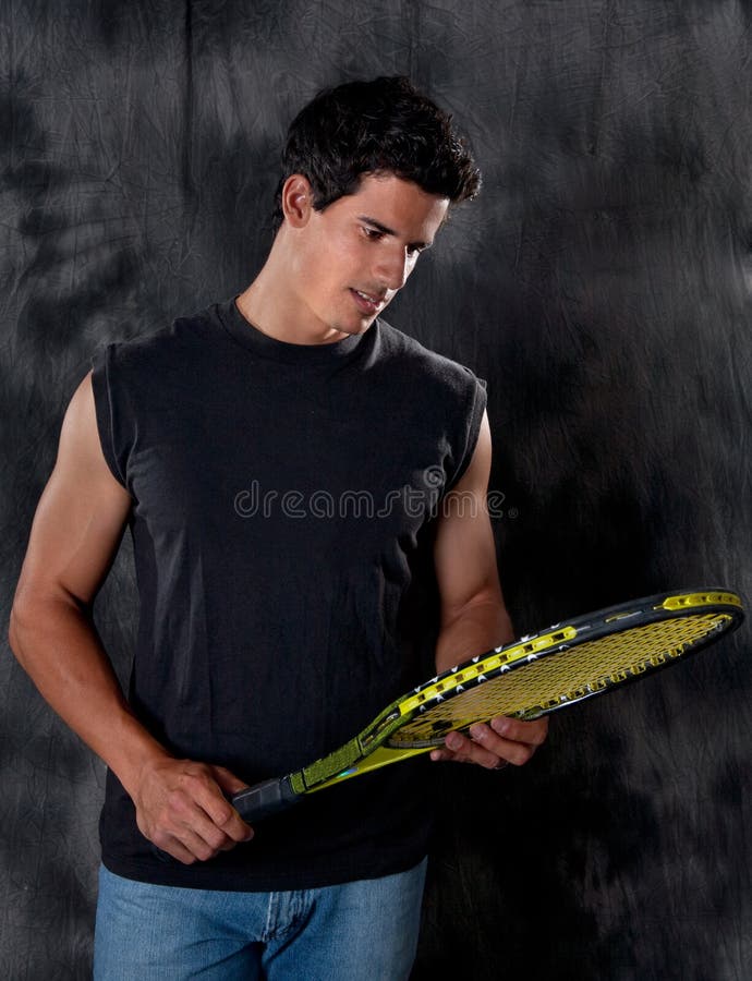 Attractive, Fit Man with Tennis Racket Stock Photo - Image of tennis ...