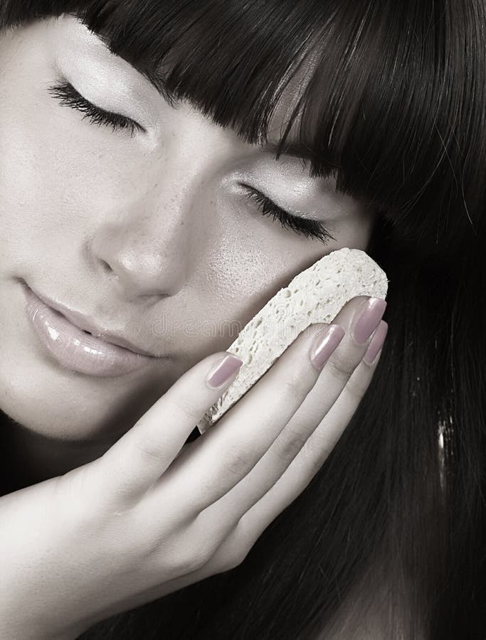 Attractive Girl Applying Face Pack Stock Image - Image of brunette ...