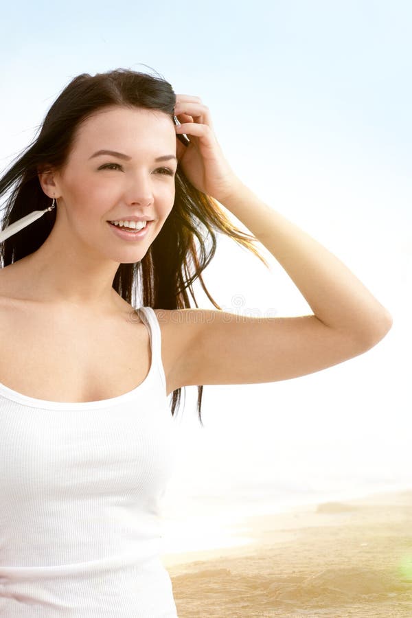 Attractive Girl on the Beach Stock Photo - Image of casual, outdoor ...