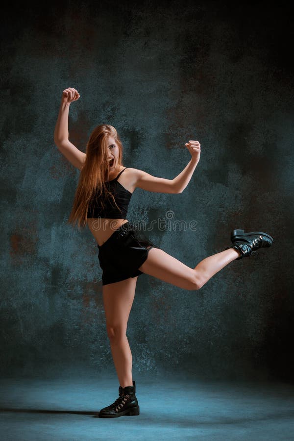 Attractive Girl Dancing Twerk In The Studio Stock Photo - Image of ...