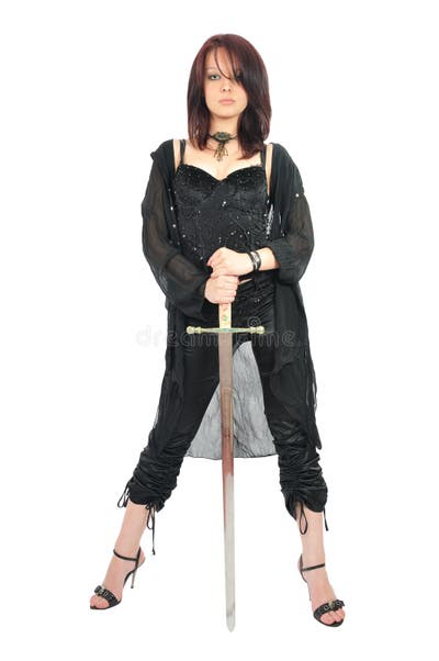 Attractive Girl Hold Sword in Her Hands Stock Image - Image of people ...