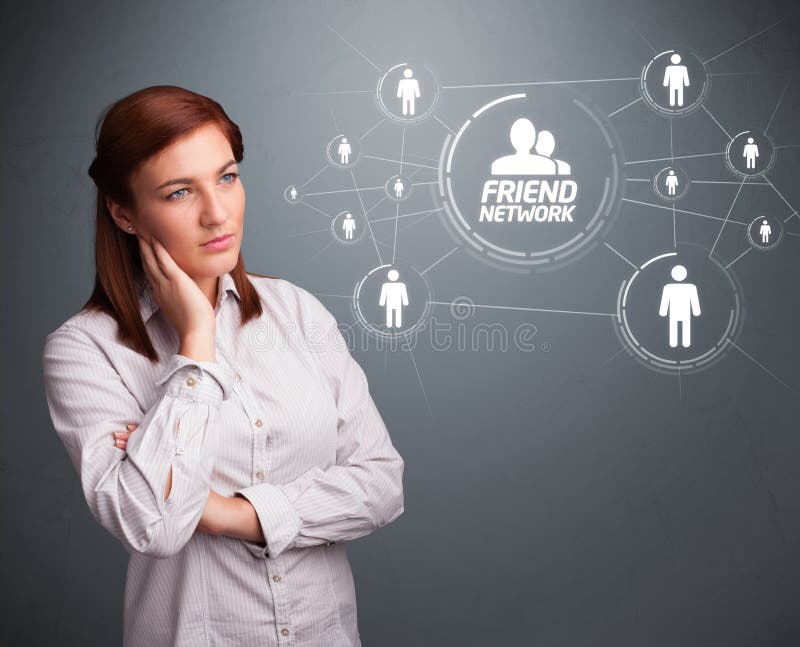 Attractive Girl Looking at Modern Social Network Stock Image - Image of ...