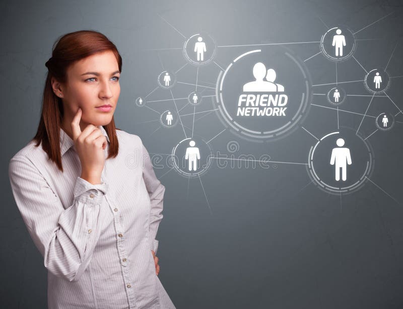 Attractive Girl Looking at Modern Social Network Stock Image - Image of ...