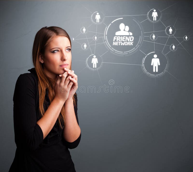 Attractive Girl Looking at Modern Social Network Stock Photo - Image of ...