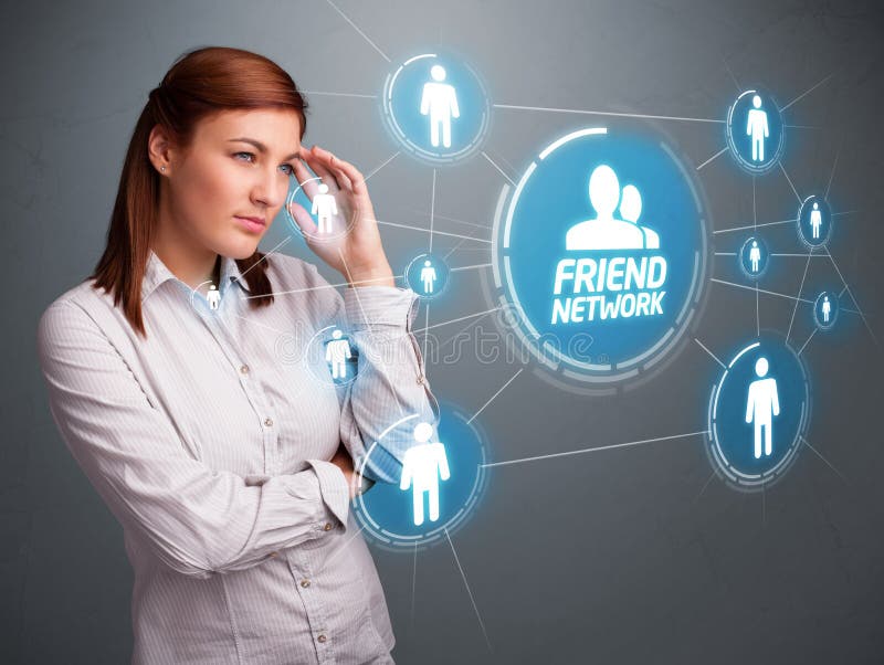 Attractive Girl Looking at Modern Social Network Stock Image - Image of ...