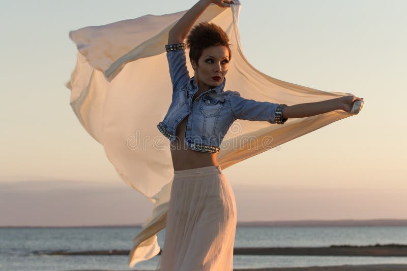 Model posing at sunset stock photo. Image of glamour - 30035540