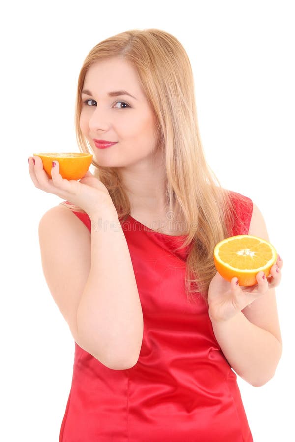 Attractive Girl with Orange Stock Image - Image of natural, citrus ...