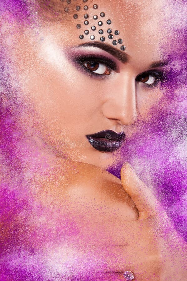 Attractive Girl with Pink Dust Stock Image - Image of fashion, camera ...