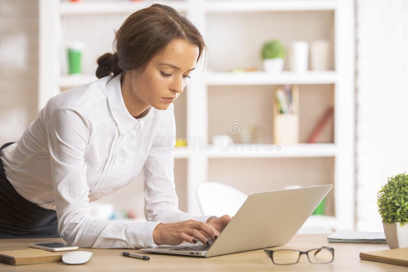 Attractive Girl Using Laptop Stock Image - Image of businesswoman ...