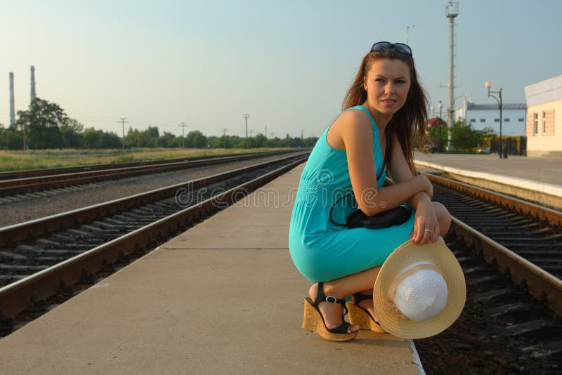 Attractive Girl Waiting Somebody Stock Image - Image of journey, posing ...