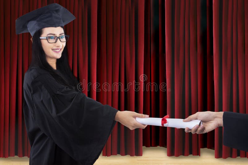 Attractive Graduate Given Certificate on Stage Stock Photo - Image of ...