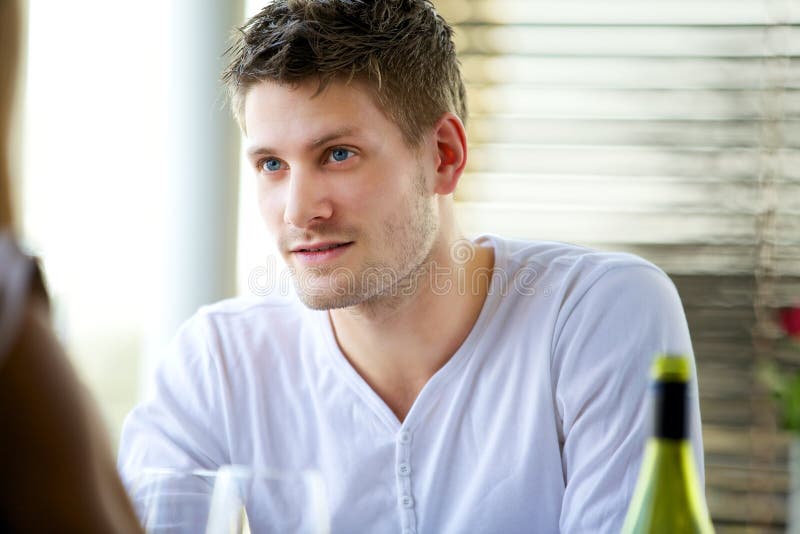 Attractive Guy Seriously Listening Stock Photo - Image of adult, close ...