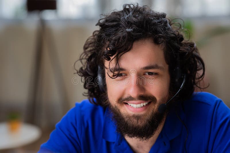 Attractive Guy Using the Laptop he Working Online from Home he Take Off ...