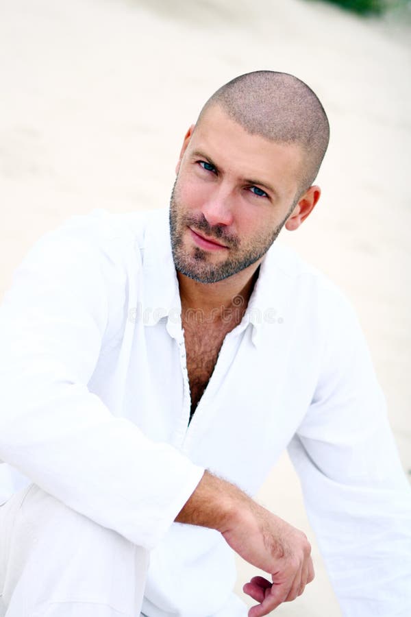 Attractive and Happy Man on Beach Stock Image - Image of sand ...