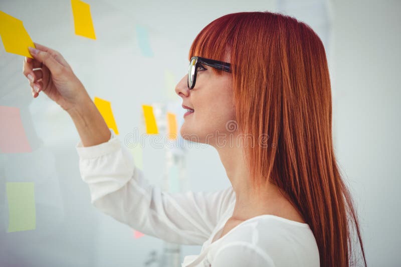 Attractive Hipster Woman Holding Sticky Notes Stock Image - Image of ...