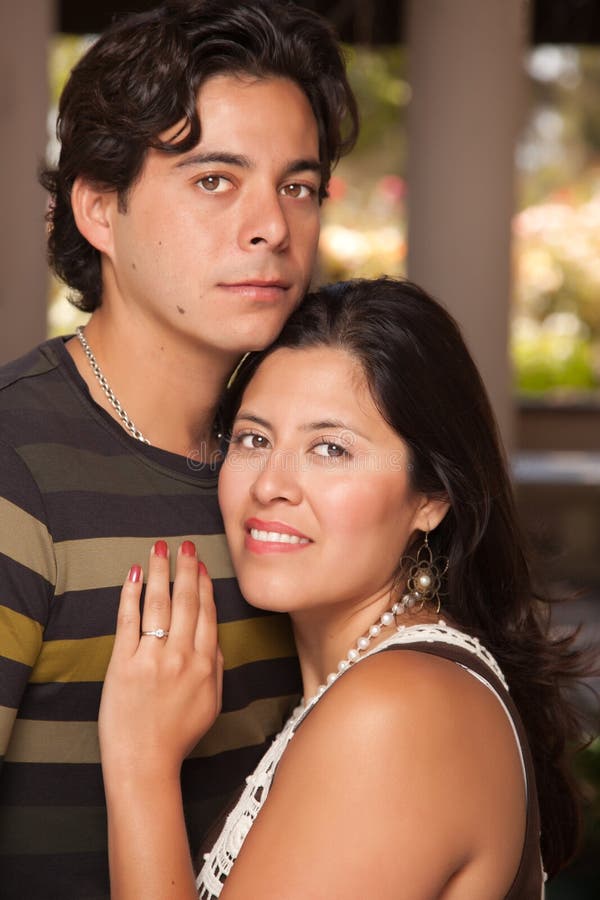 Attractive Hispanic Couple Portrait Outdoors Stock Photo - Image of ...