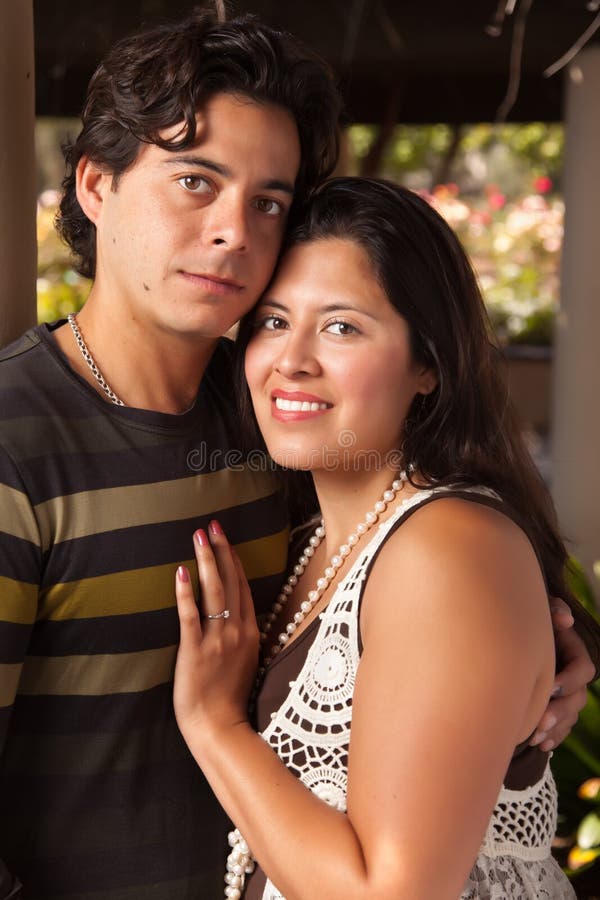 Attractive Hispanic Couple Portrait Outdoors Stock Photo - Image of ...
