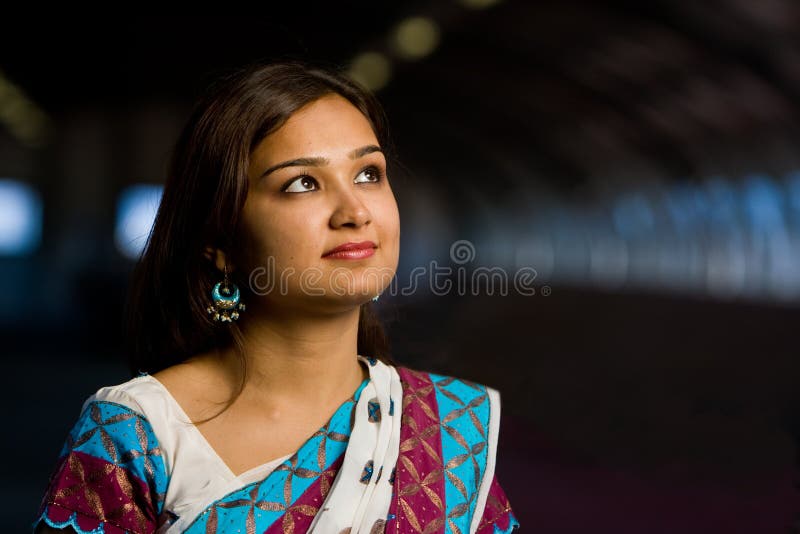 Attractive Indian Lady in Traditional Costume Stock Photo - Image of ...
