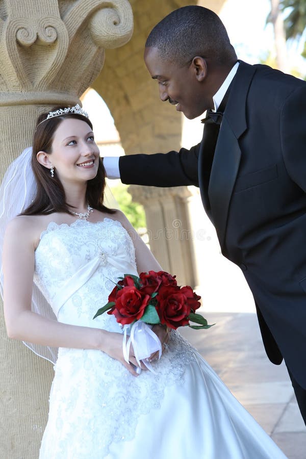 Attractive Interracial Wedding Couple Stock Photo - Image of ethnic ...