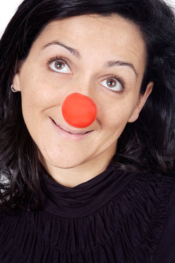 Attractive Lady with a Red Nose Stock Photo - Image of person, ladies ...