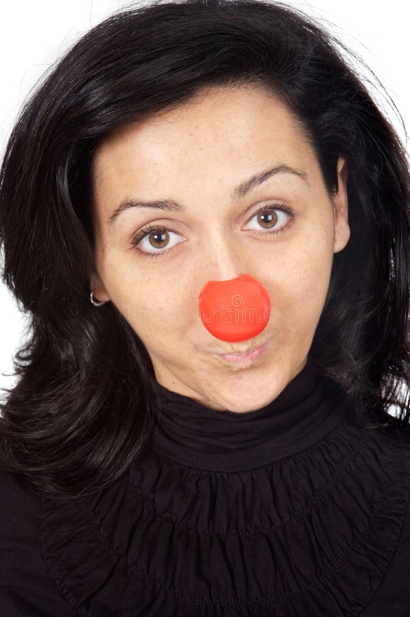 Attractive Lady with a Red Nose Stock Image - Image of model, teen: 1793241