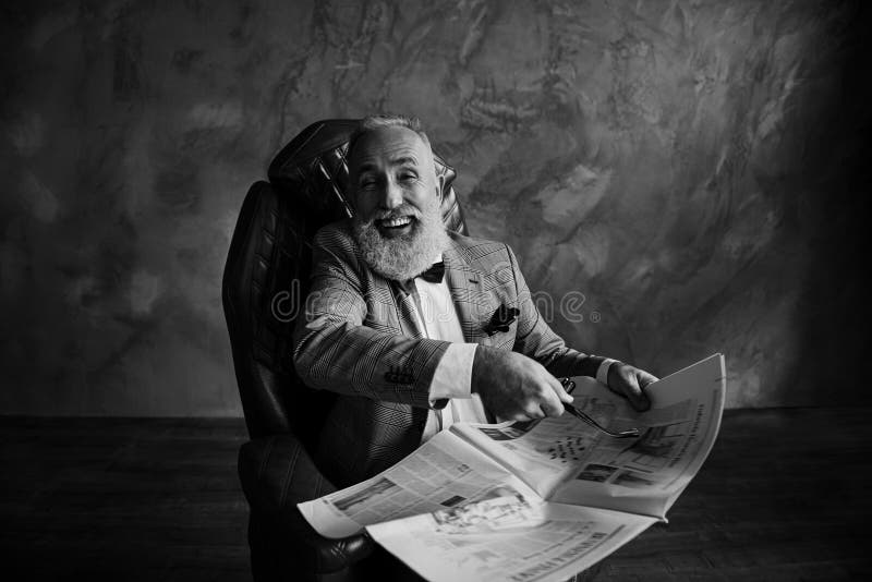 Attractive, Laughing Boss in Suit, Tux with Bow Indicate, Pointing with ...