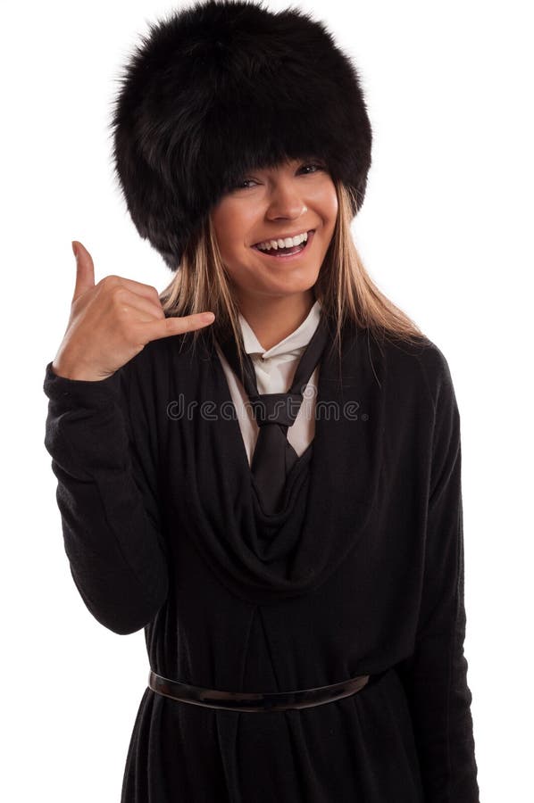 Attractive Making a Call Me Gesture Stock Image - Image of caucasian ...