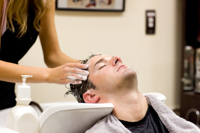 Attractive Man Having a Shampoo Stock Photo - Image of head, male: 16261872