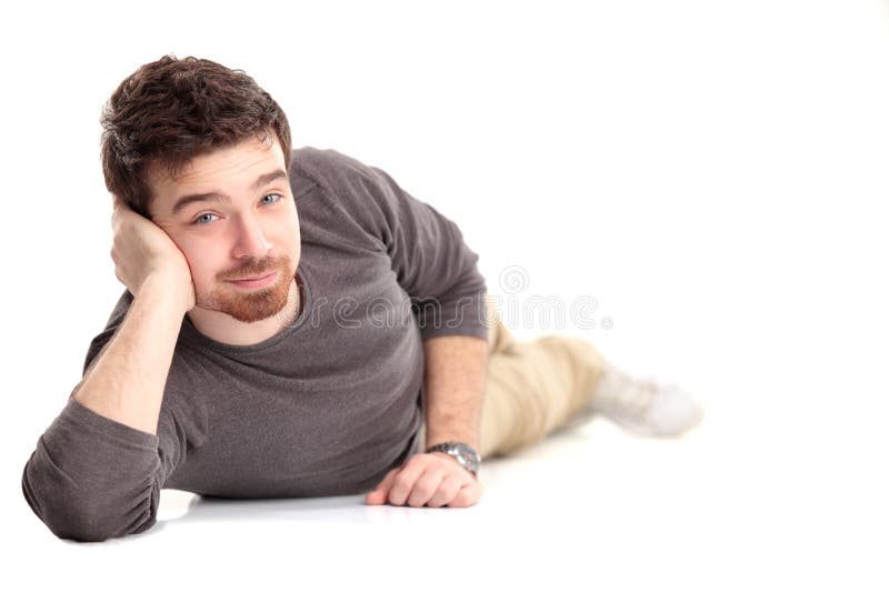 Man lying on floor stock photo. Image of arms, friendly - 29988596