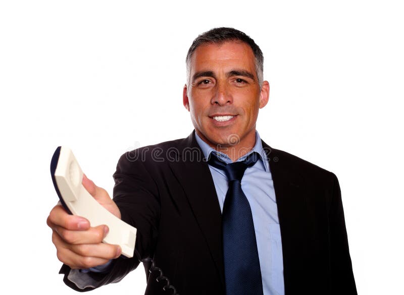 Attractive Man Offering Make a Call Stock Image - Image of leader ...