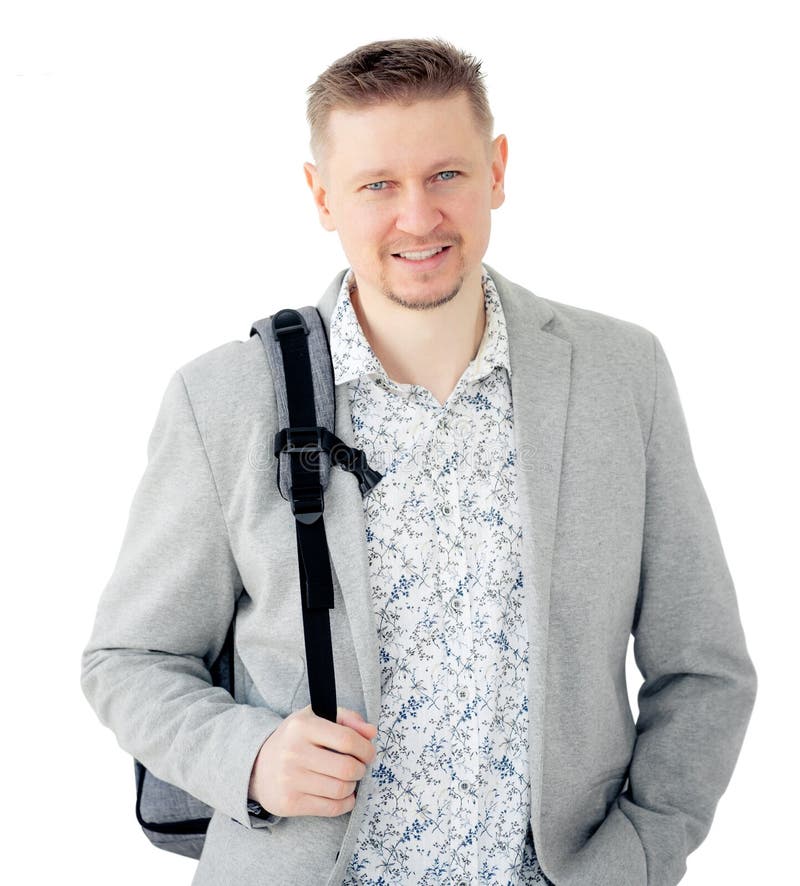 Attractive Man in Office Clothes with Backpack Stock Image - Image of ...