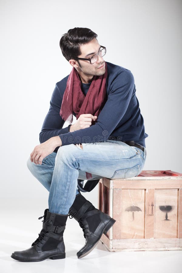 Attractive Man Posing in the Studio - Full Body Stock Photo - Image of ...