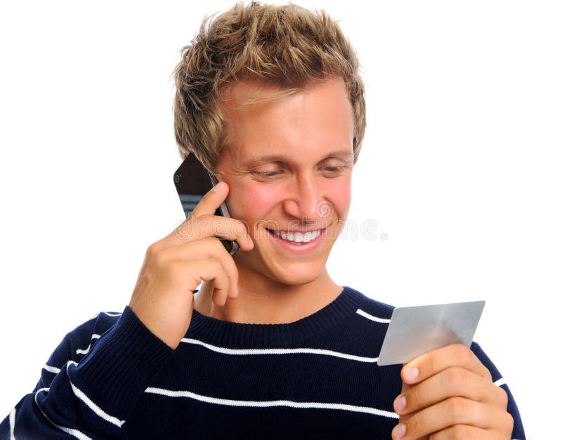 Telephone and Credit Card Man Stock Image - Image of credit ...