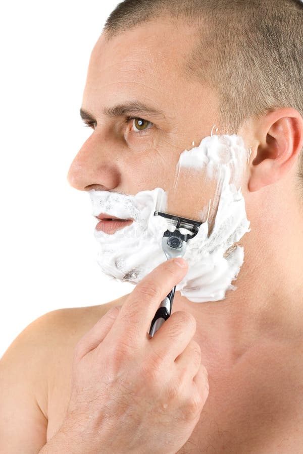 Attractive man shaving stock image. Image of hygiene, face - 7182369
