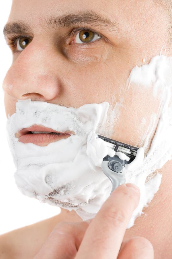 Attractive Man Shaving His Face Stock Image - Image of caucasian ...