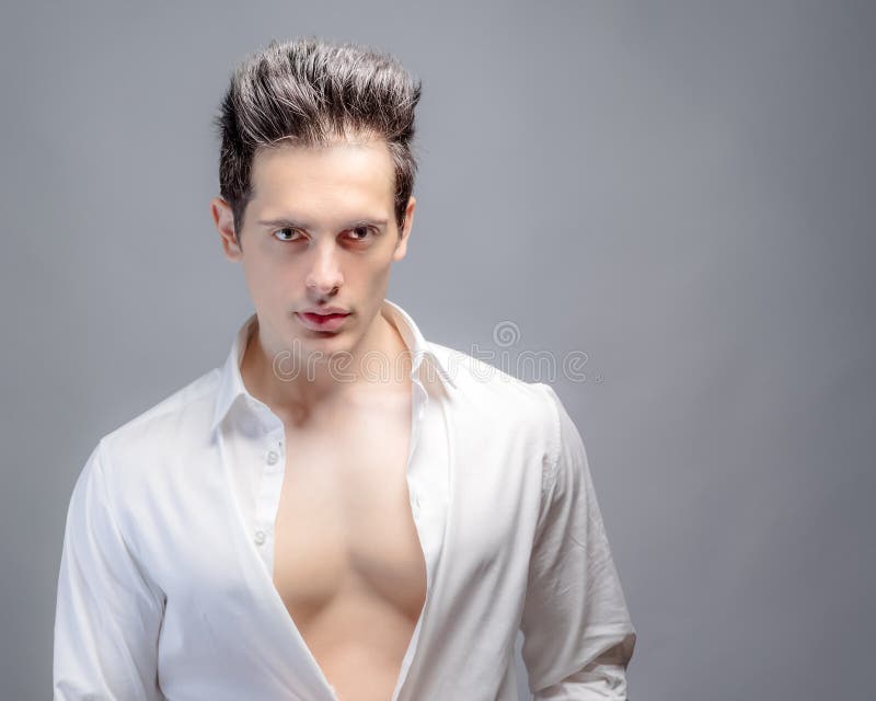 Attractive Man with Shirt Unbuttoned Stock Photo - Image of male ...