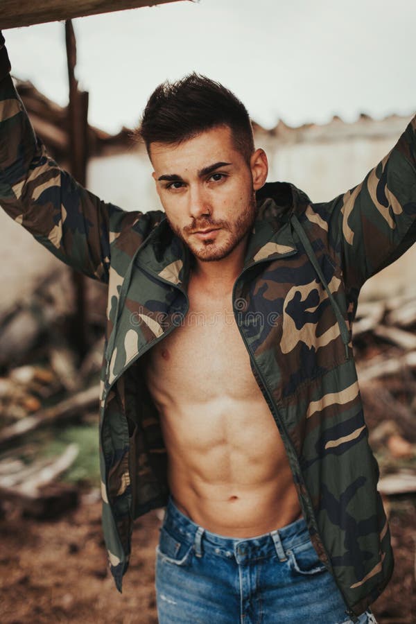 Attractive Man Showing His Abs Stock Photo - Image of male, face: 80832378