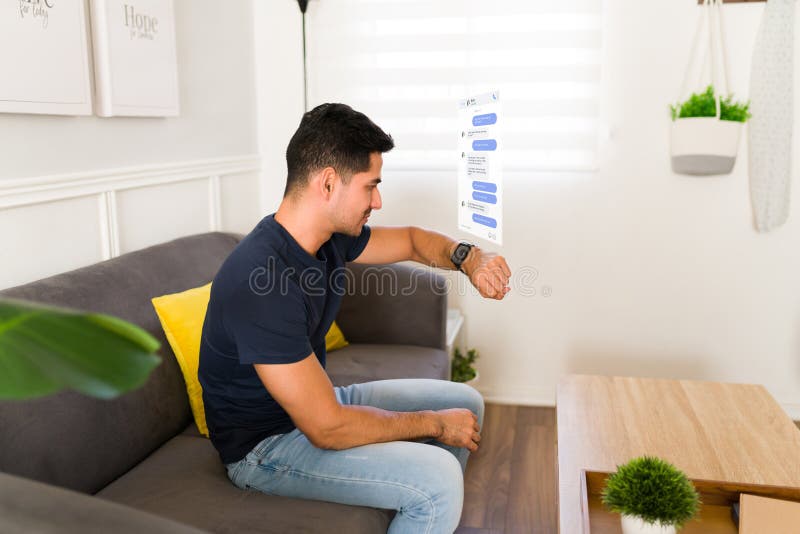 Attractive Man Staying Connected Stock Photo - Image of texting ...