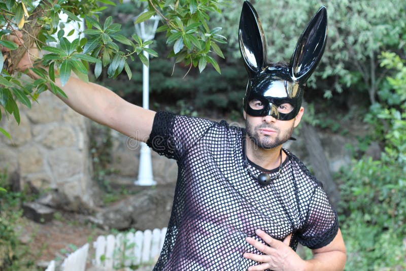 Attractive Man Wearing Bunny Mask Stock Photo - Image of model, bdsm ...