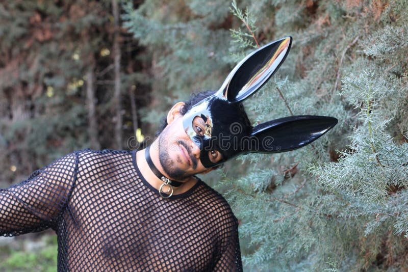 Attractive Man Wearing Bunny Mask Stock Photo - Image of arabic, bunny ...
