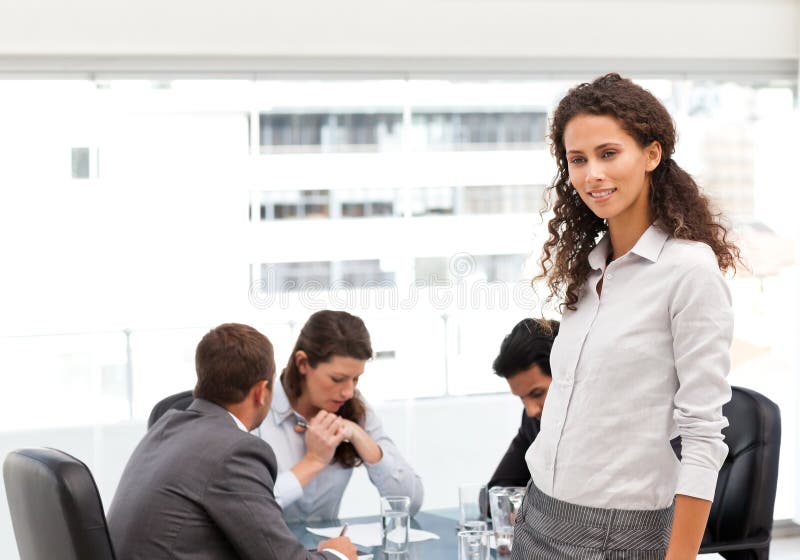 Attractive Manager Standing in the Office Stock Image - Image of ...