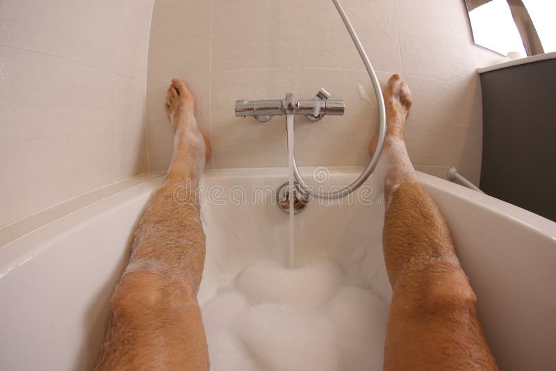 Attractive Masculine Legs in the Bathtub Stock Image - Image of rest ...