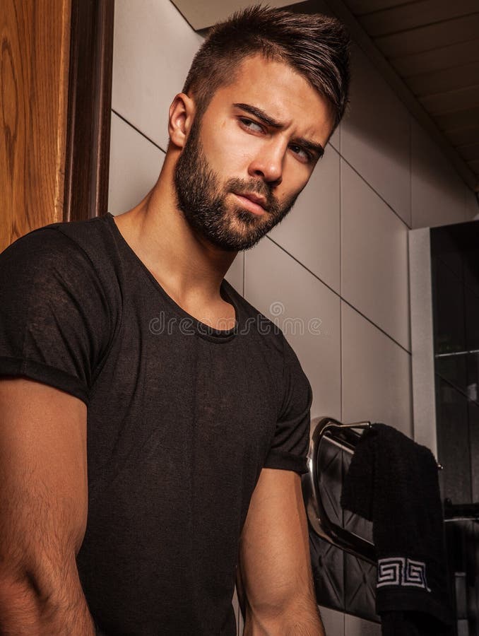 Attractive men indoor. stock image. Image of looking - 43727385