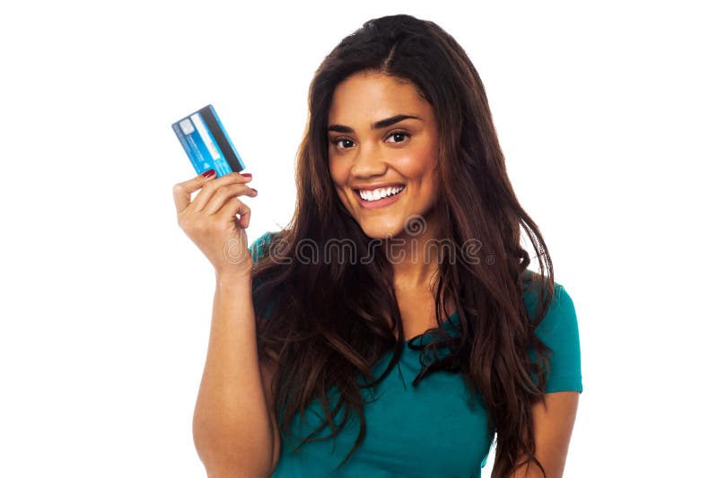 Attractive Model Displaying Credit Card Stock Photo - Image of ...