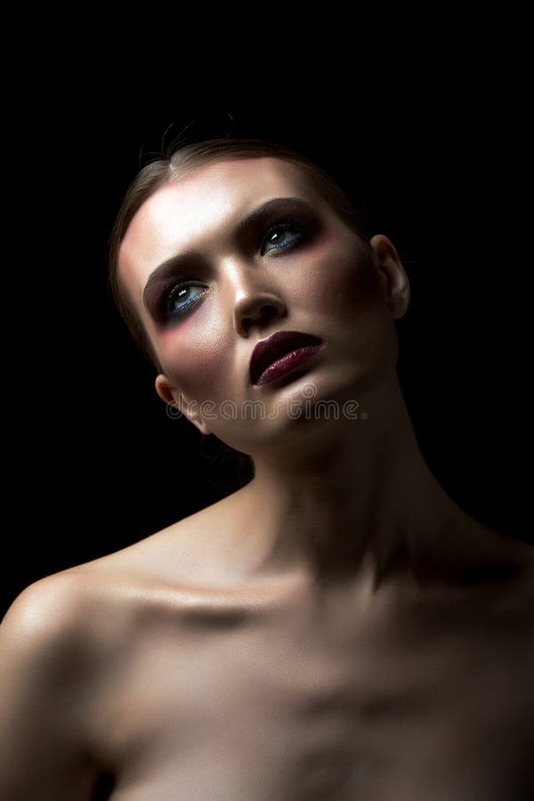 Attractive Model with Excess of Makeup on Her Face Stock Photo - Image ...