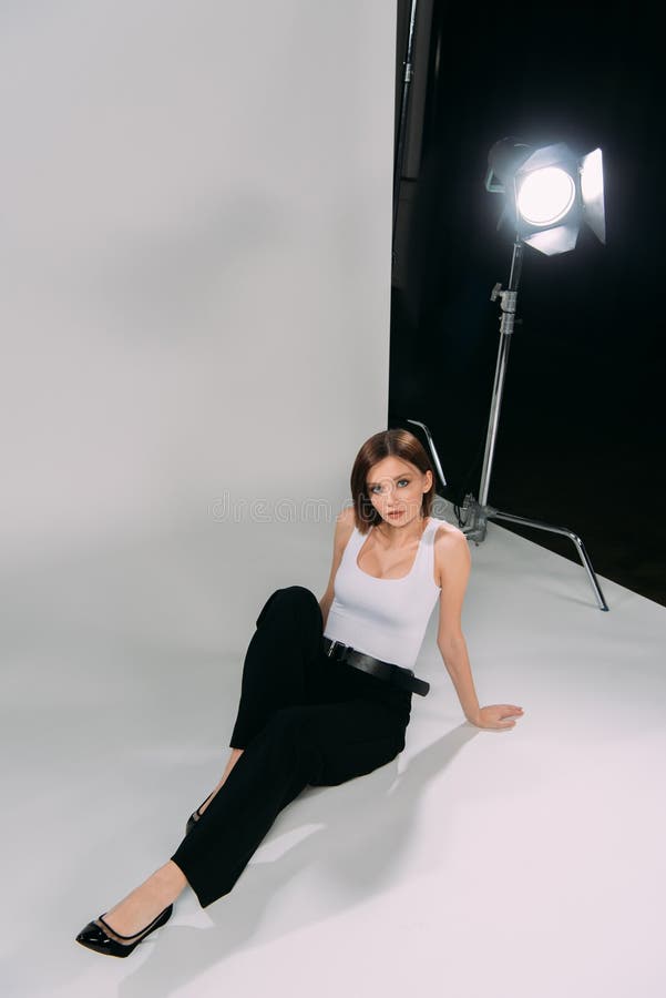 Attractive Model Looking at Camera while Stock Image - Image of ...