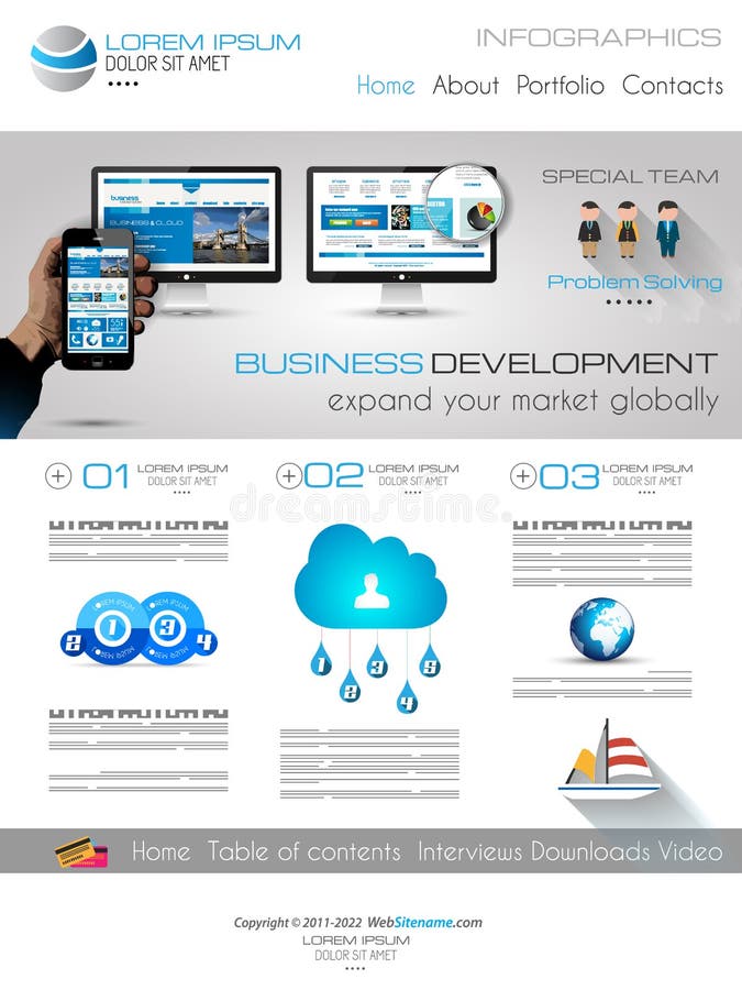 Attractive Modern Business Web Template with Flat UI Elements. Stock ...