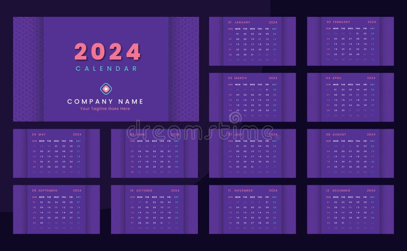 Attractive Modern Calendar Template 2024 Stock Vector - Illustration of ...