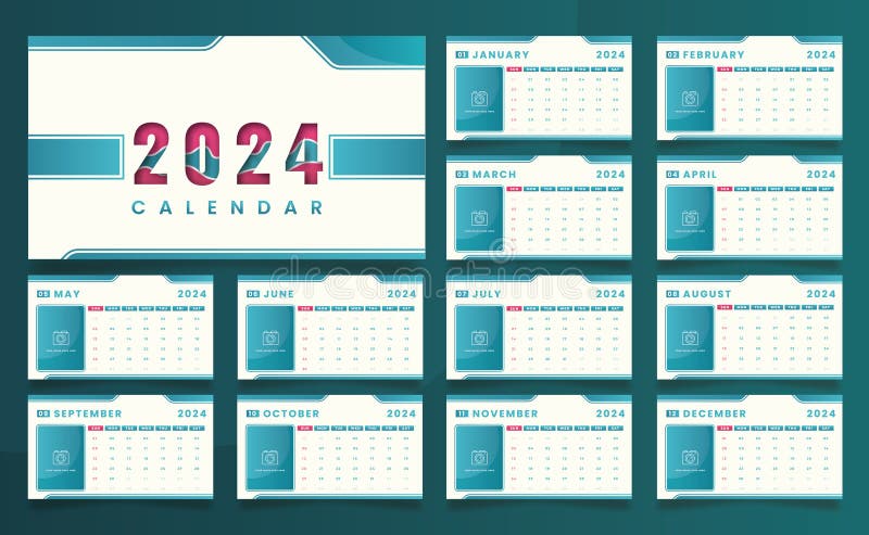 Attractive Modern Calendar Template 2024 with Cover Page Stock Vector ...