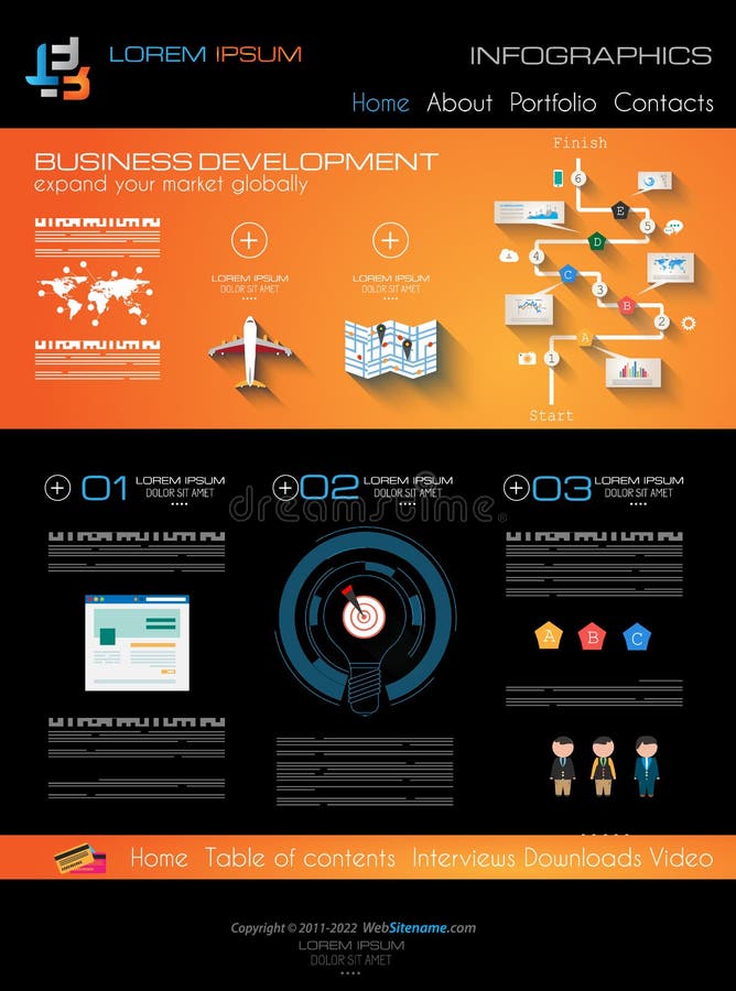 Attractive Modern Web Template with Flat UI Stock Vector - Illustration ...